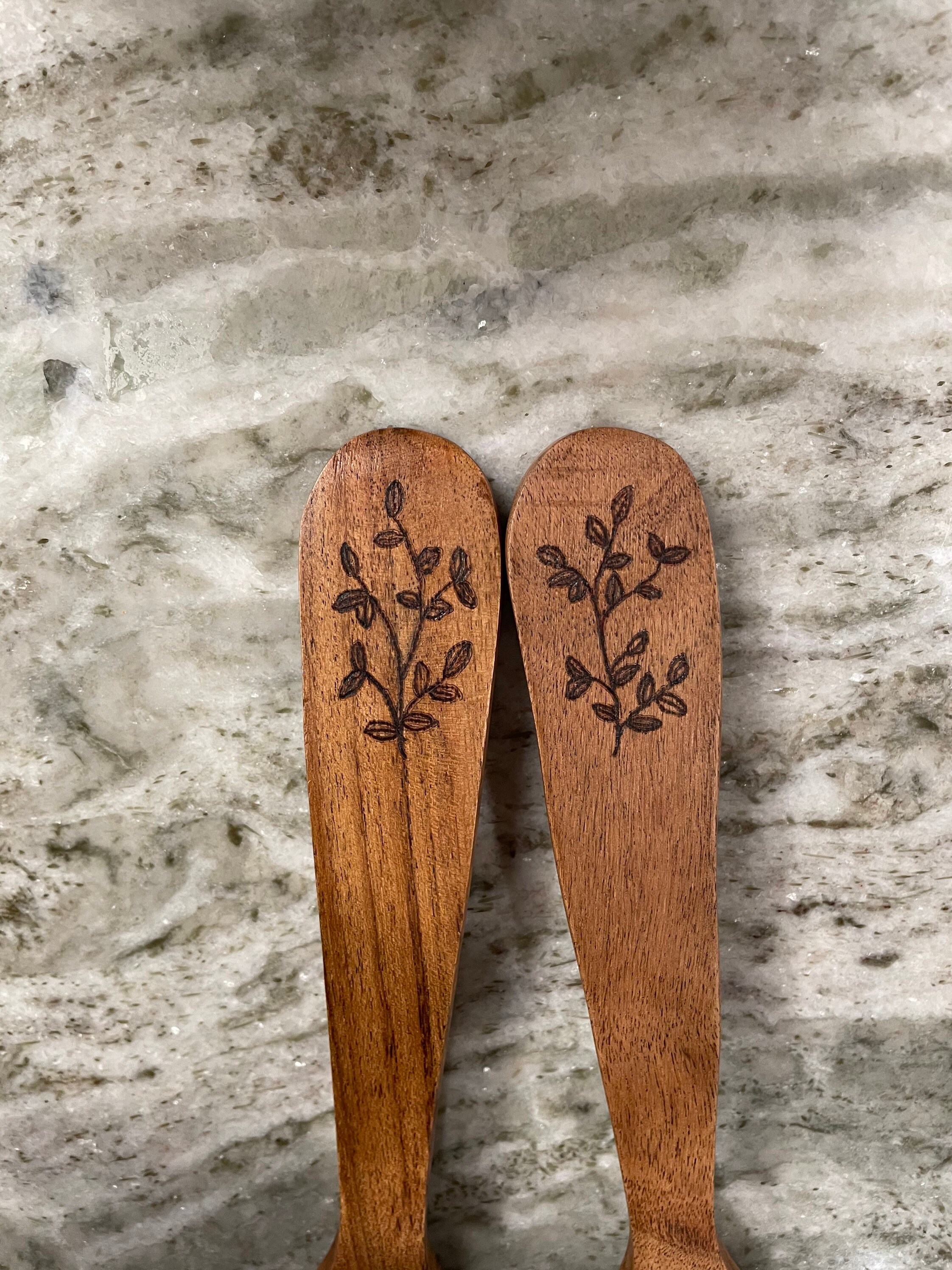 12 Inch Wood Spoon Serving Set of 2 - Etsy