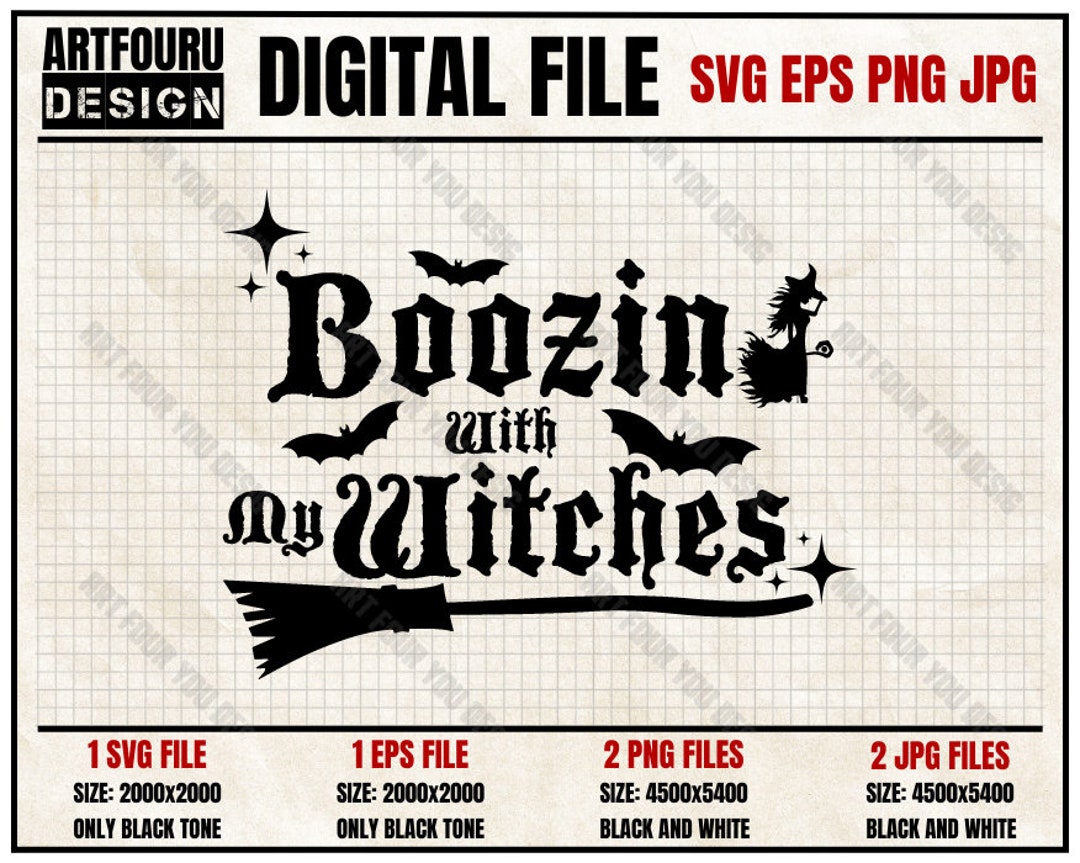 Halloween Saying Boozin With My Witches SVG, Best Friend Drinking Party ...