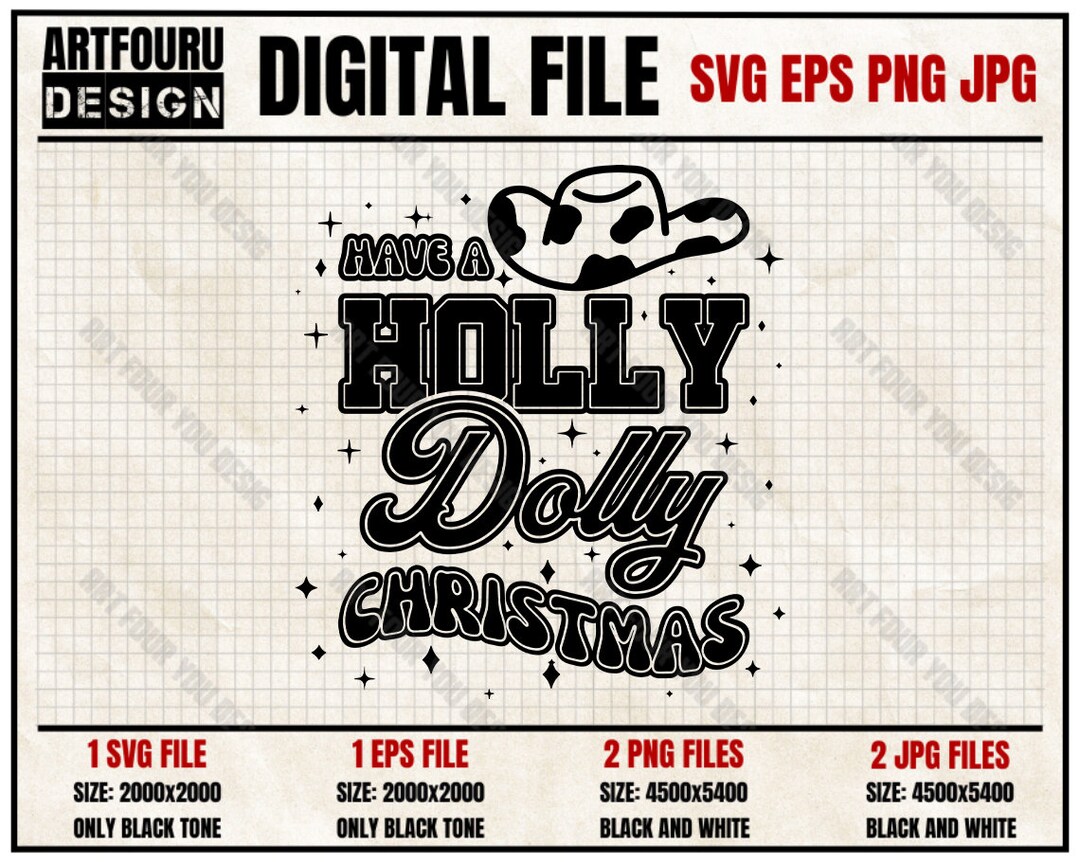 Have a Holly Dolly Christmas Svg, Holly Jolly Svg, Retro Funny Western ...