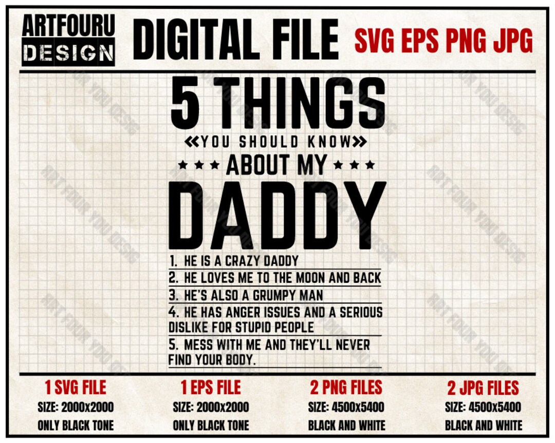 Best Daddy 5 Things You Should Know About My Daddy Svg, Funny Father's ...