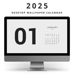 2025 Desktop Calendar Wallpaper, Monochrome Computer Background - Etsy