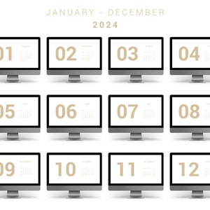 Monthly Desktop Wallpaper 2024 Beige White, Modern Simple Calendar ...