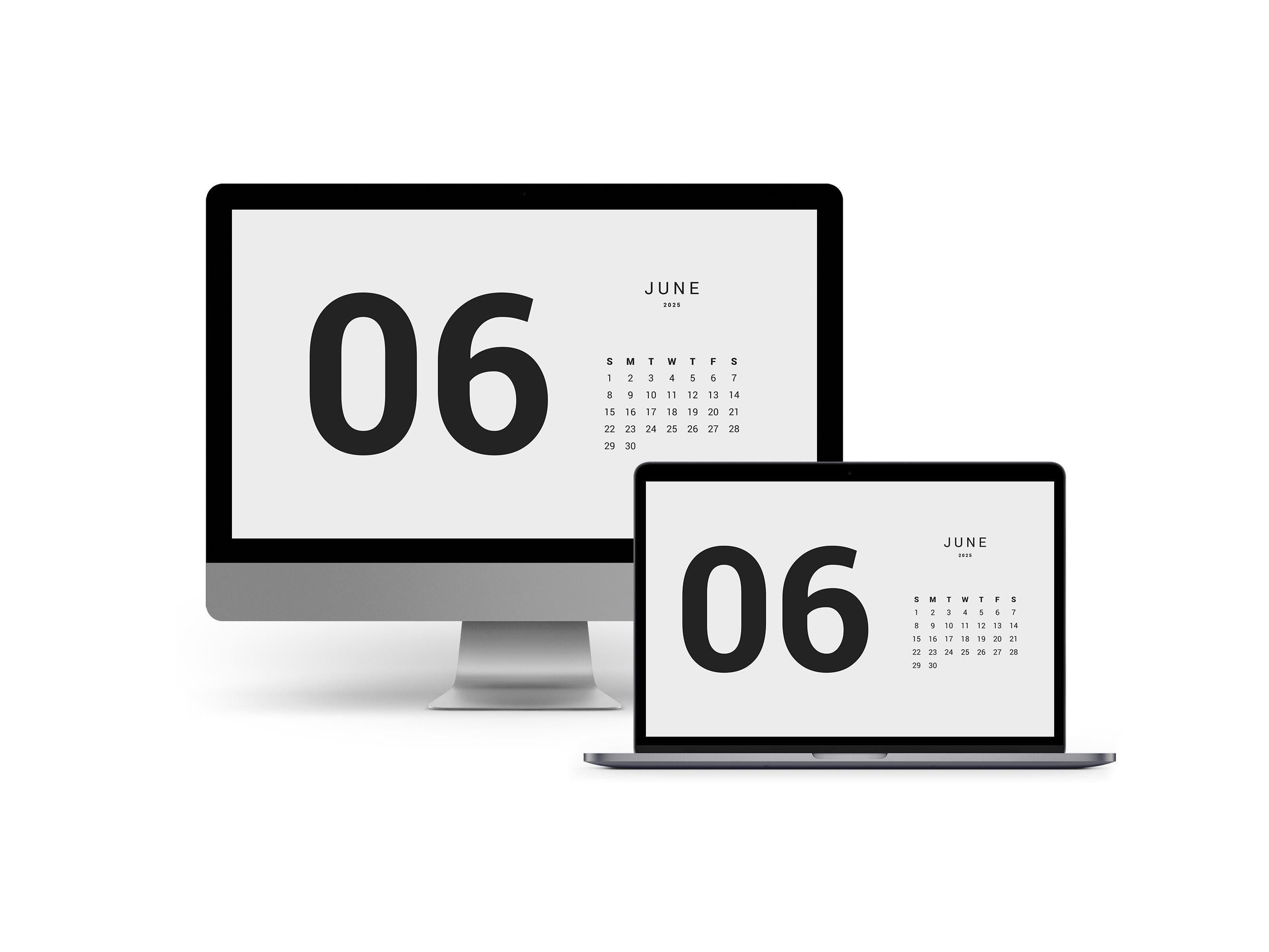 2025 Desktop Calendar Wallpaper, Monochrome Computer Background - Etsy