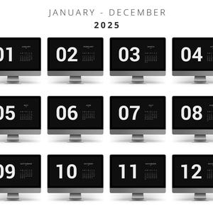 Desktop Wallpaper 2025 Black and White, Dark Desktop Calendar ...