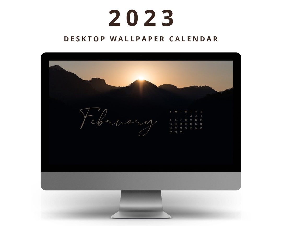 Calm Desktop Wallpaper Calendar 2023 Sunset on Hills - Etsy