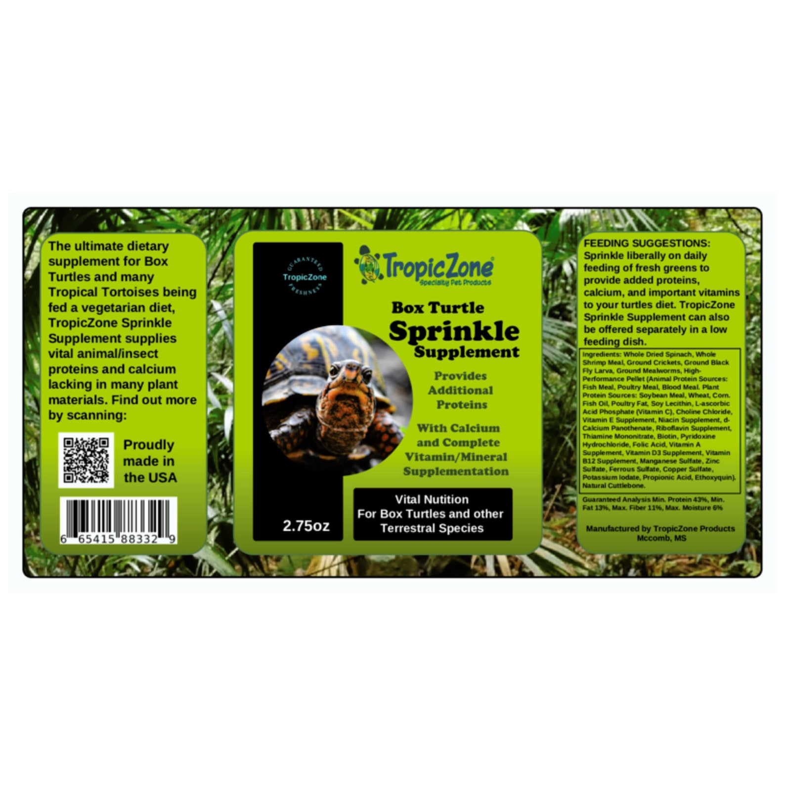 Tropiczone Box Turtle Sprinkle Supplement: Protein, Calcium & Vitamins ...