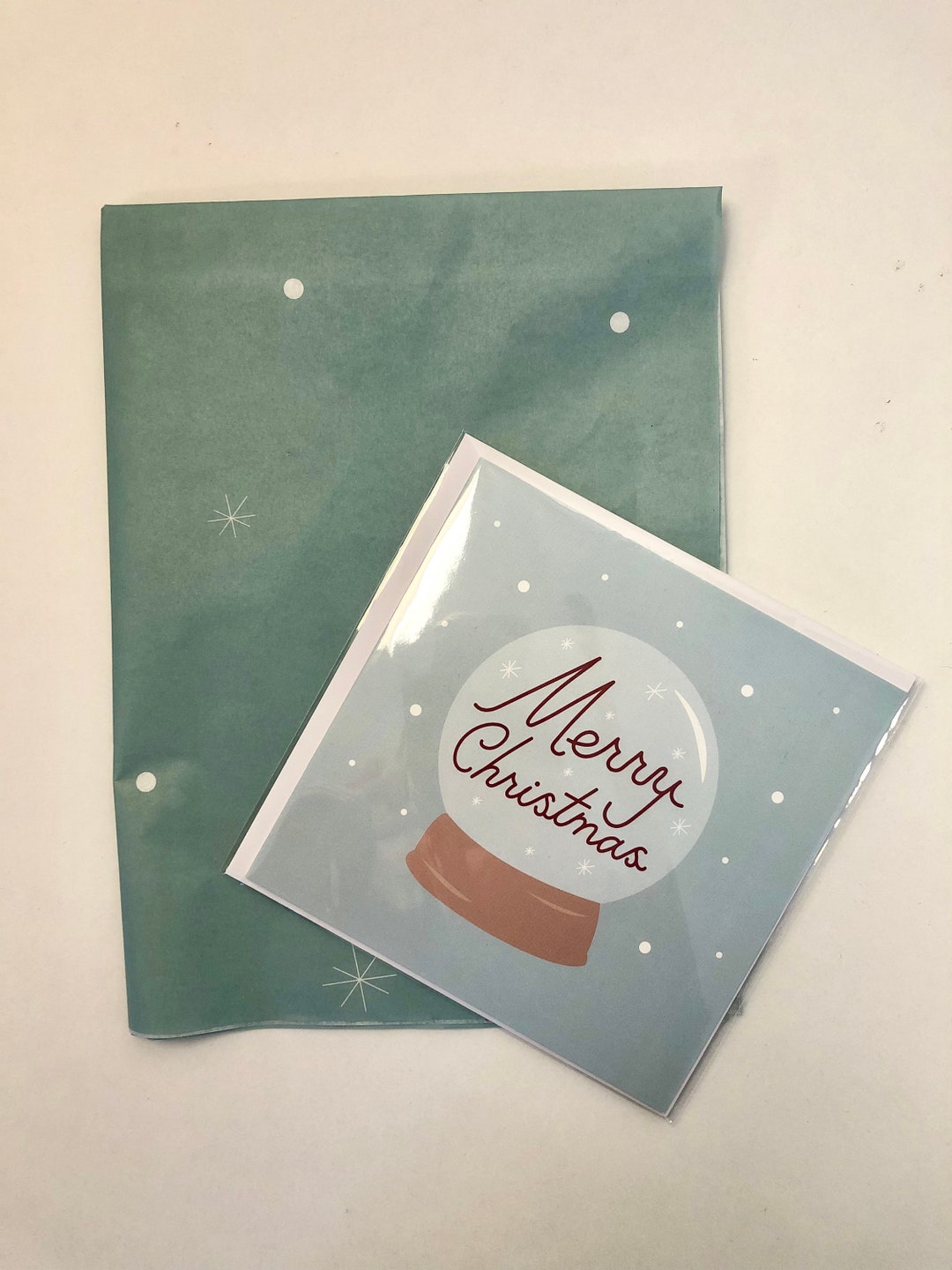 Feliz Navidad Snow Globe Card & Tissue Paper - Etsy España