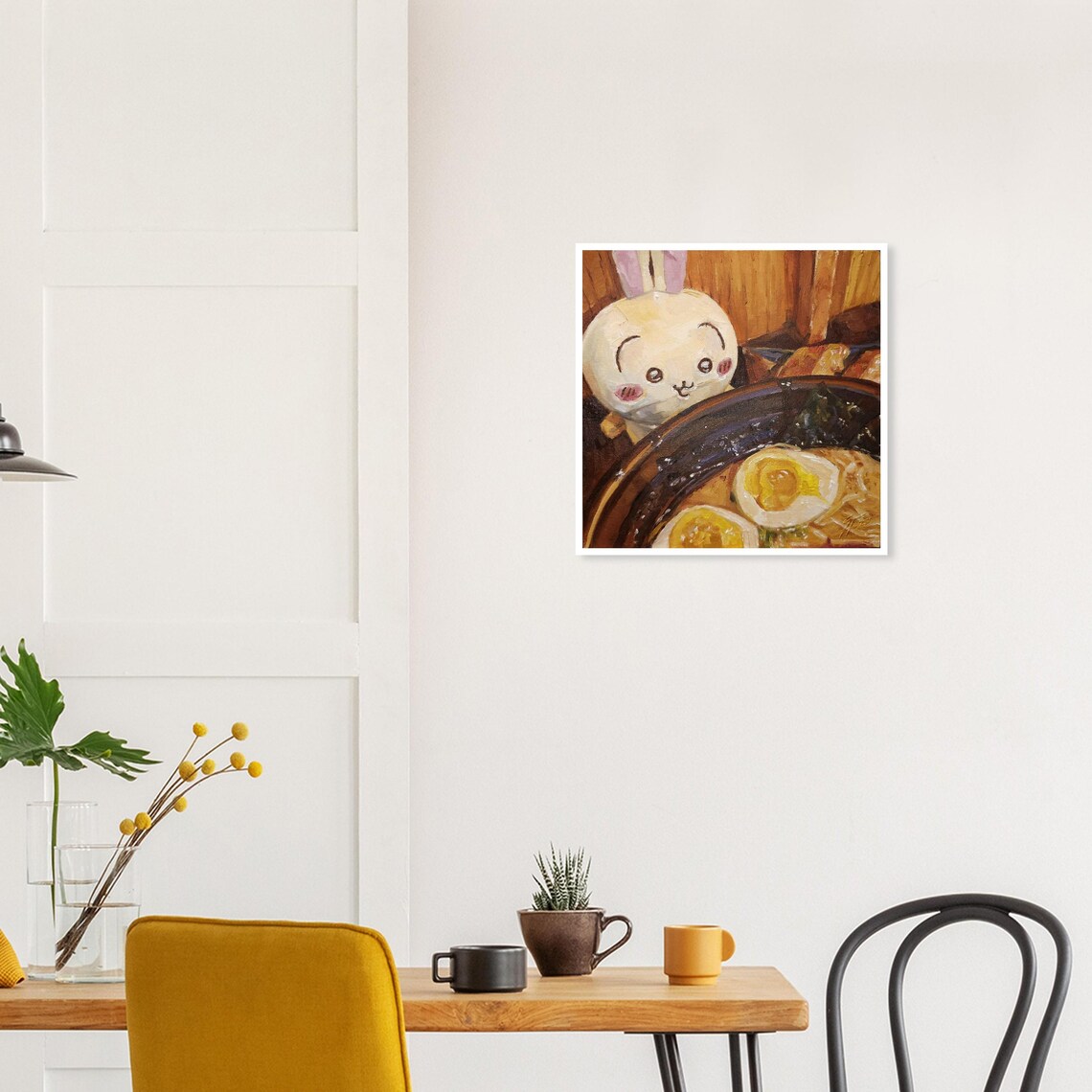 Usagi Eating Ramen - Chiikawa Original Oil Painting - Poster Print - Etsy