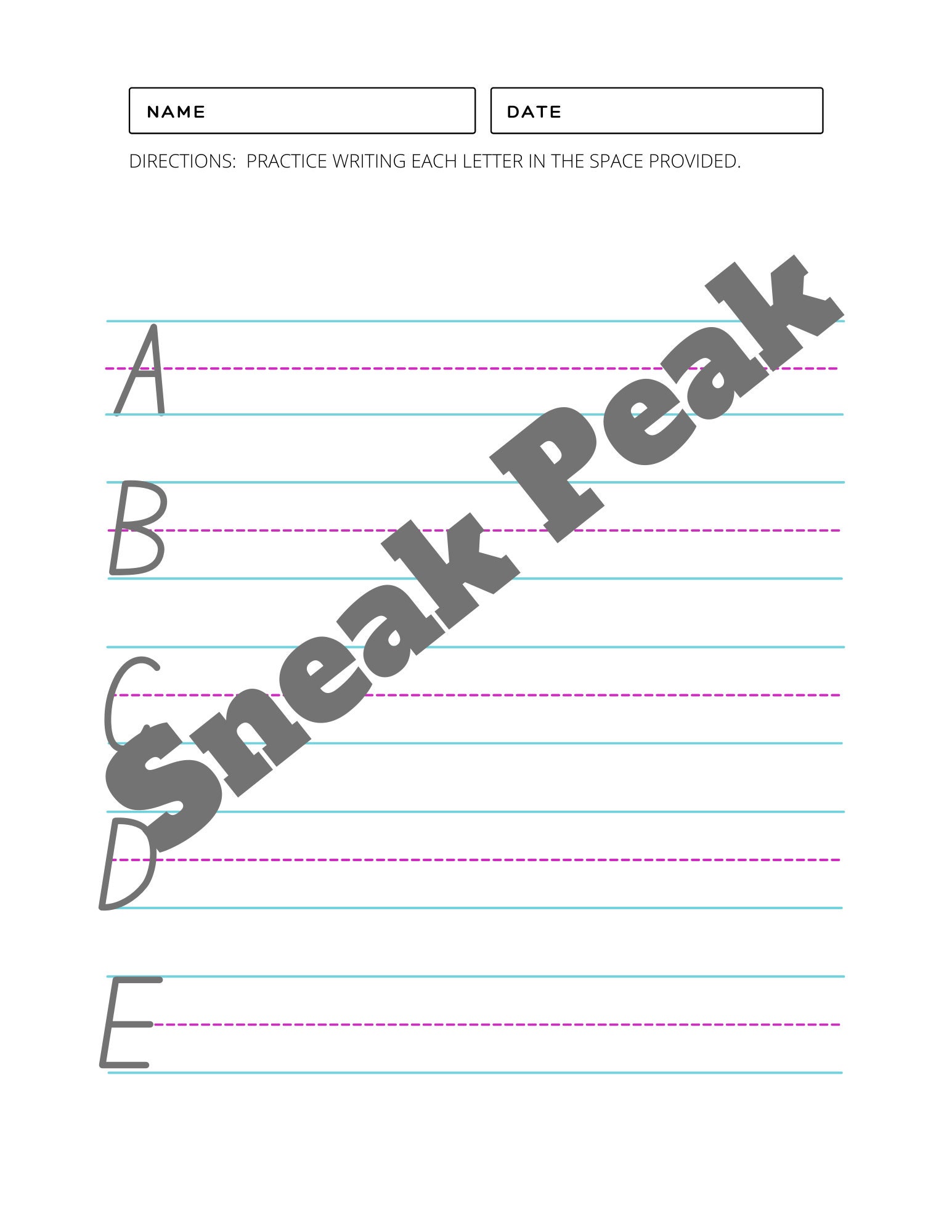 Printable Animal ABC Color and Trace Pre-school Uppercase Letters ...