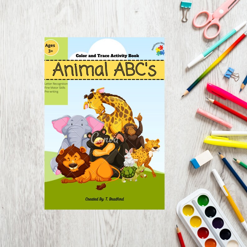 Printable Animal ABC Color and Trace Pre-school Uppercase Letters ...