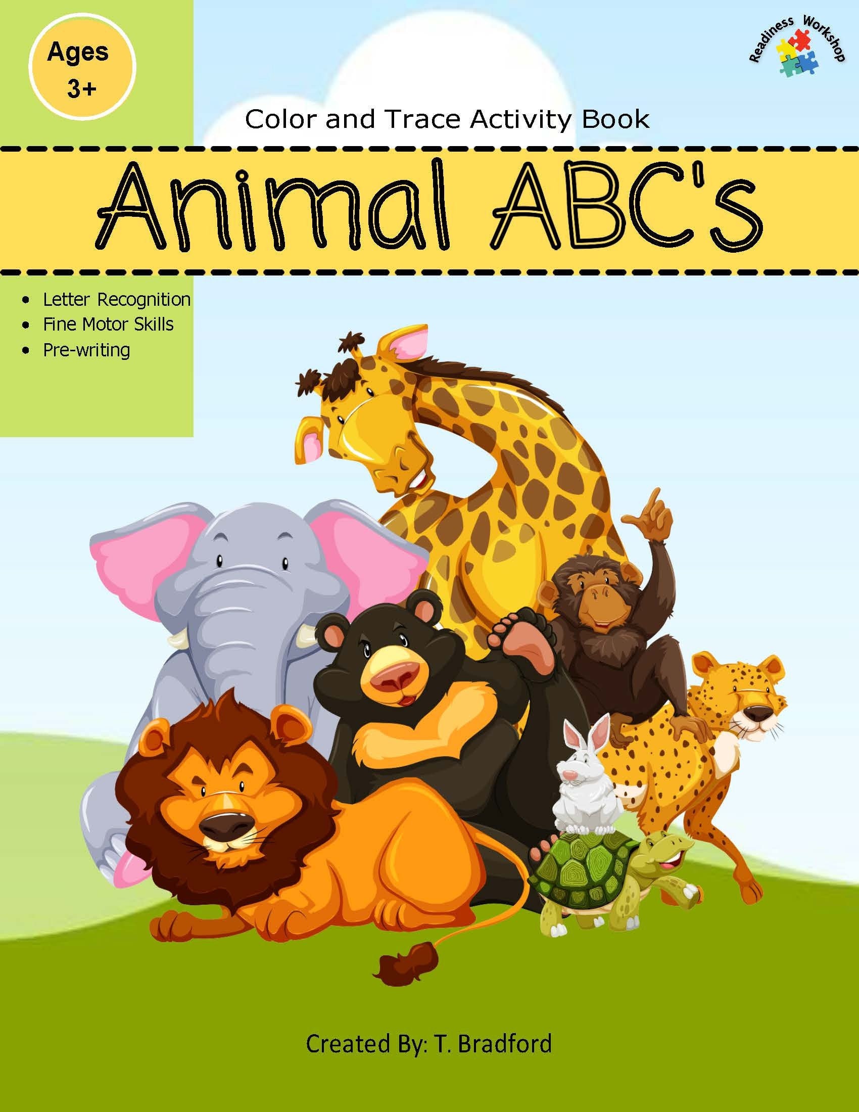 Printable Animal ABC Color and Trace Pre-school Uppercase Letters ...