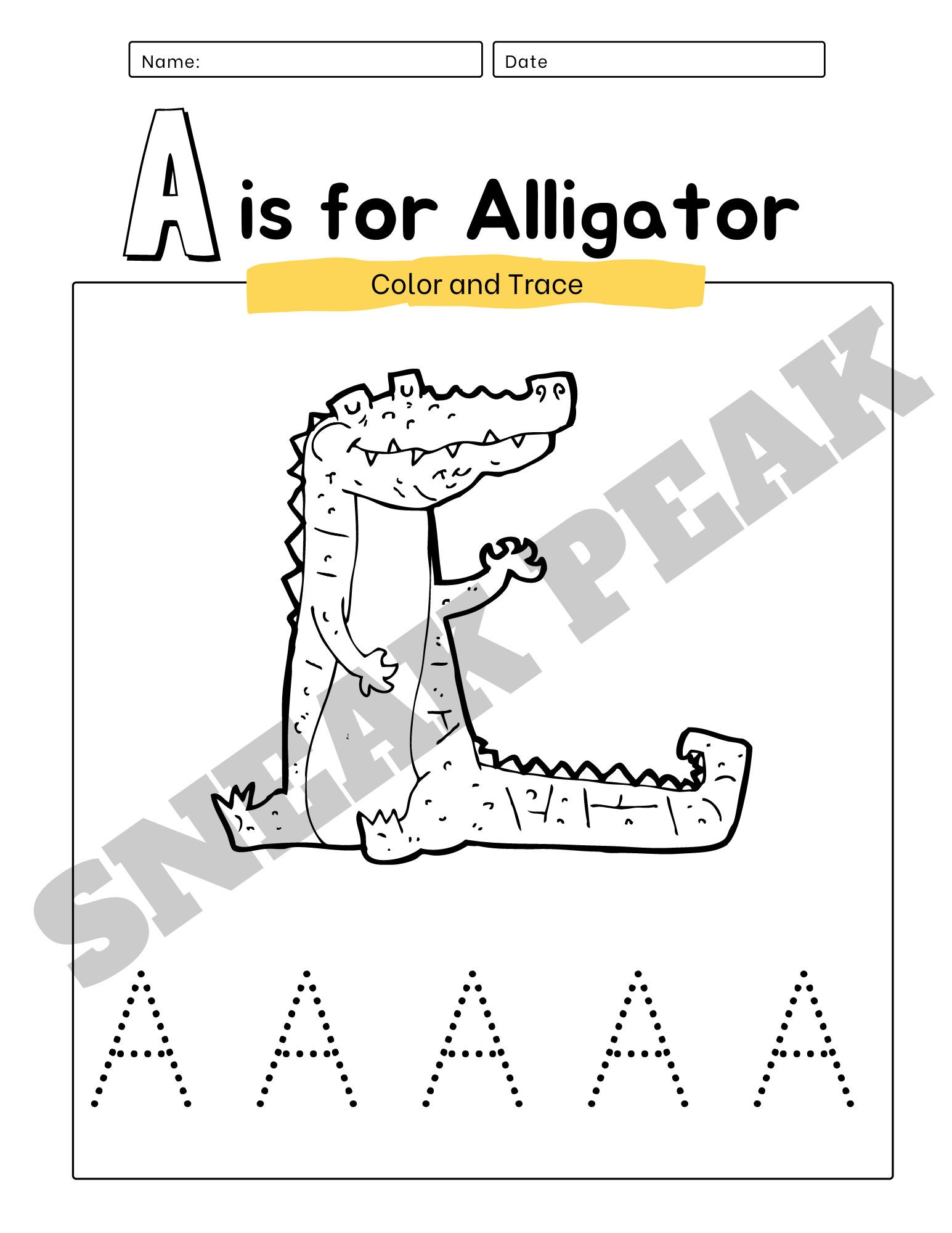 Printable Animal ABC Color and Trace Pre-school Uppercase Letters ...