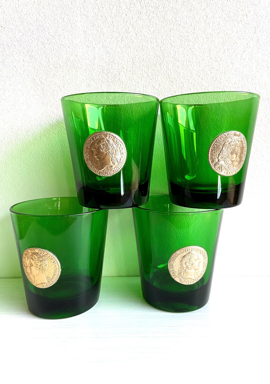 Vintage Cocktail Glasses DUBBONET, Set of 4. Mid Century Italian Green ...