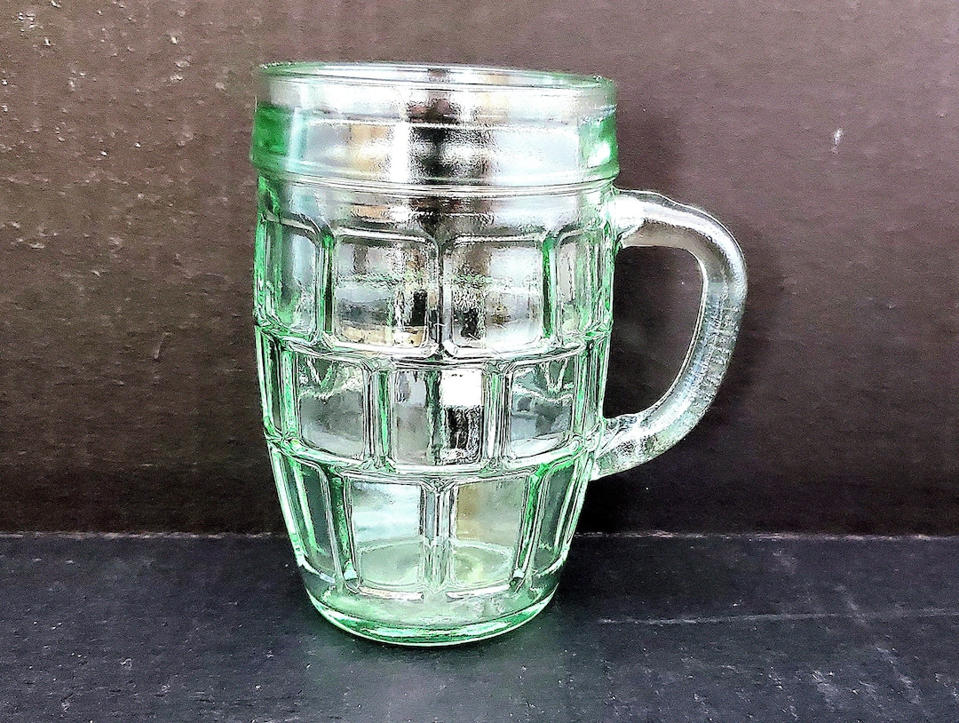 Light Green Root Beer Mugs, Barrel Mugs, Block/thumbprint Pattern ...