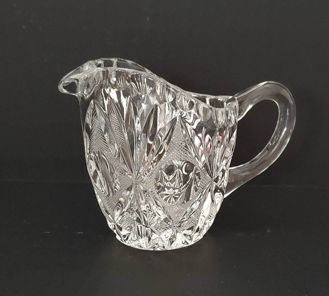 Vintage Cut Lead Crystal Creamer With Diamond and Button Pattern - Etsy