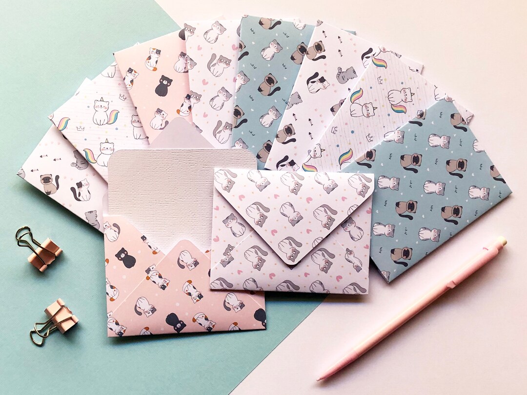 Cute Cats Mini Envelopes Set of 10 Handmade Envelopes With - Etsy