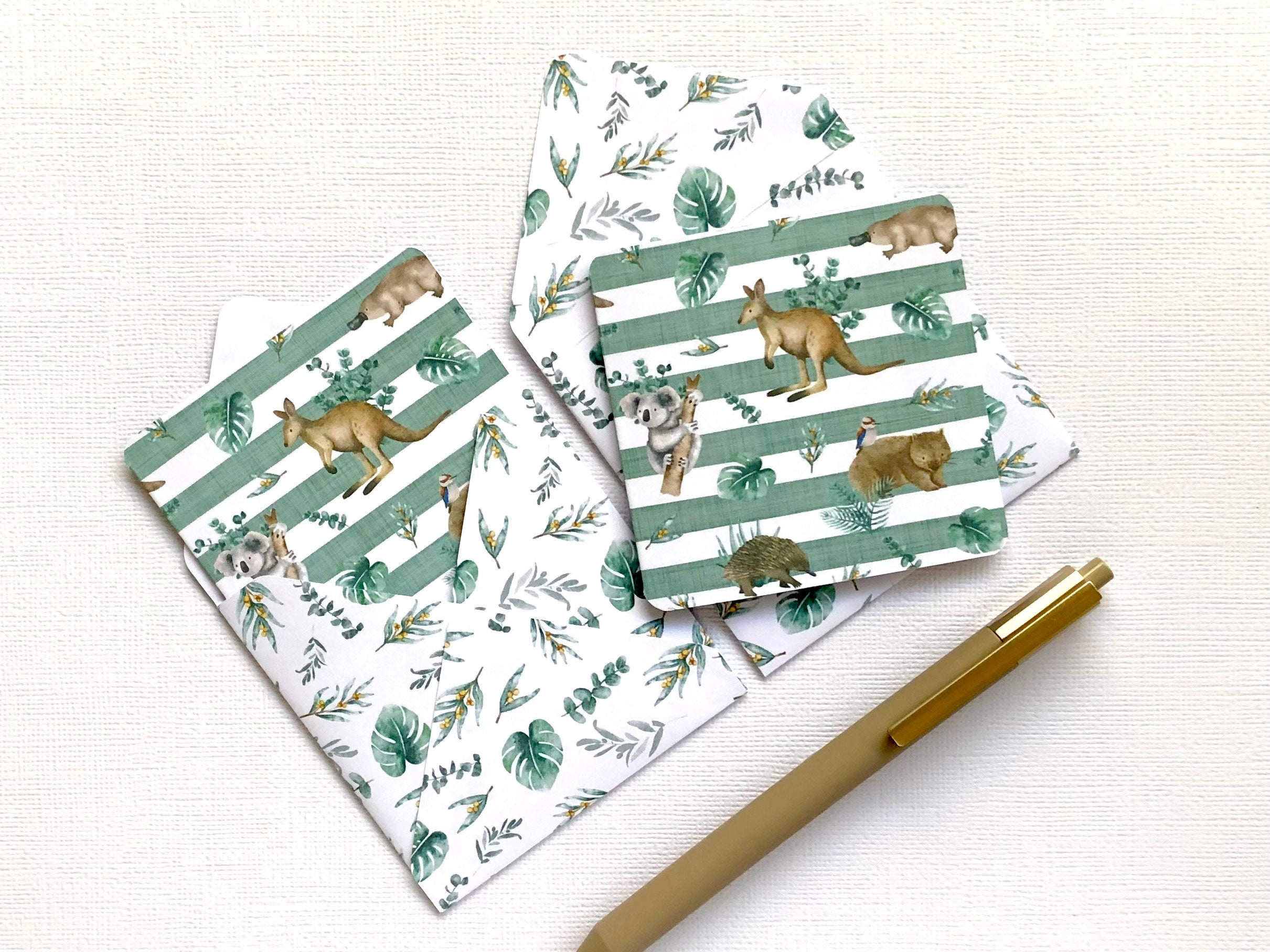 Australian Animals 3x3 Mini Cards Set of 8 Handmade Cards - Etsy Australia