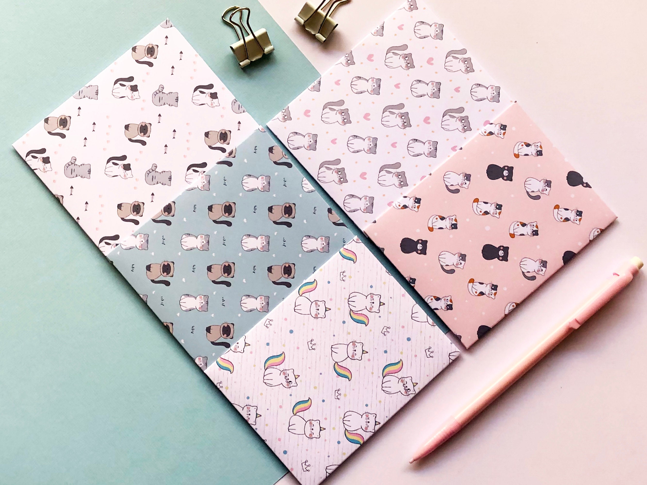 Cute Cats Mini Envelopes Set of 10 Handmade Envelopes With | Etsy