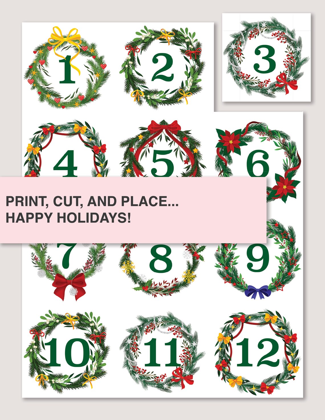 Printable Christmas Wreath Advent Calendar - Etsy