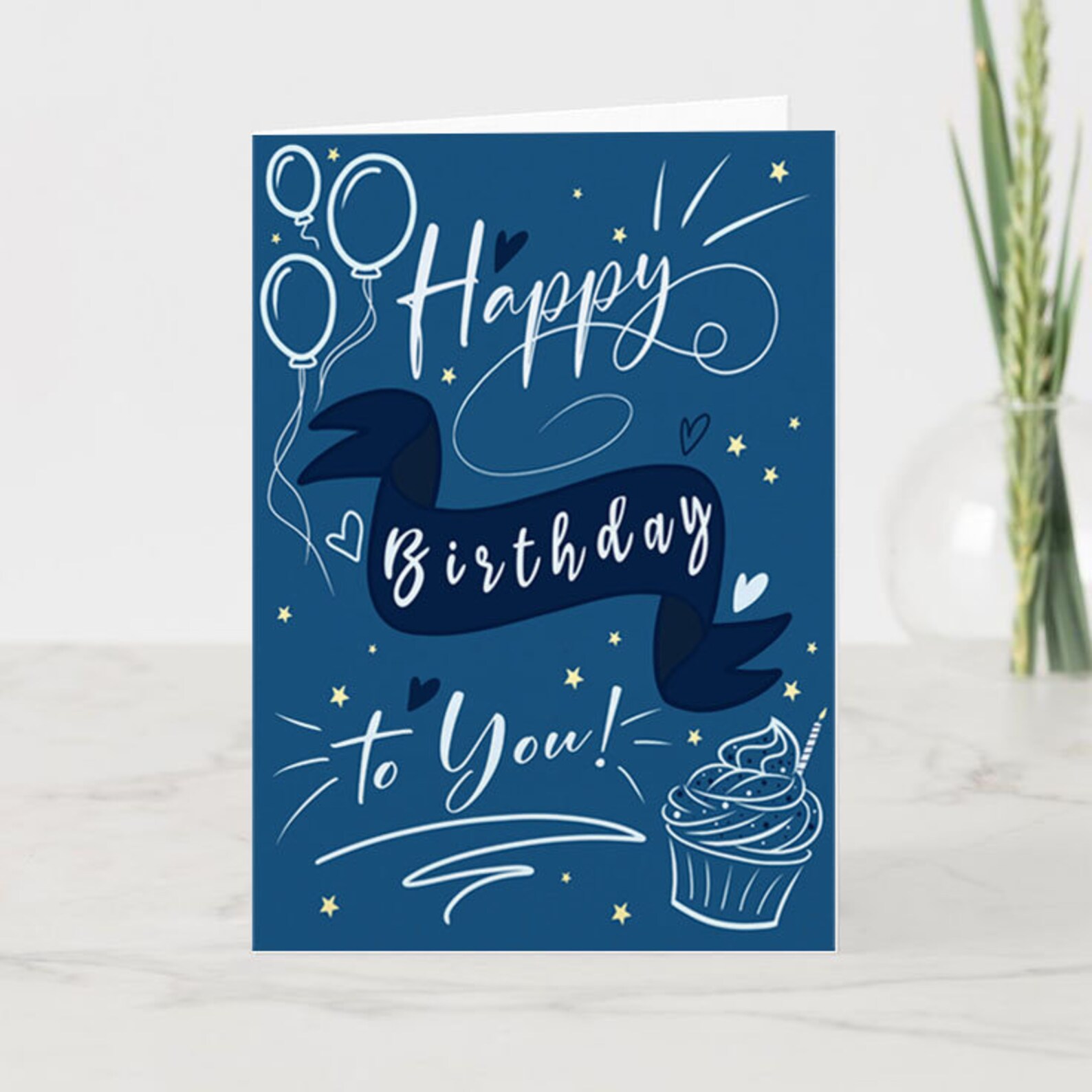 Blank Inside Happy Birthday to You Bday Greeting Card Easy Printable ...