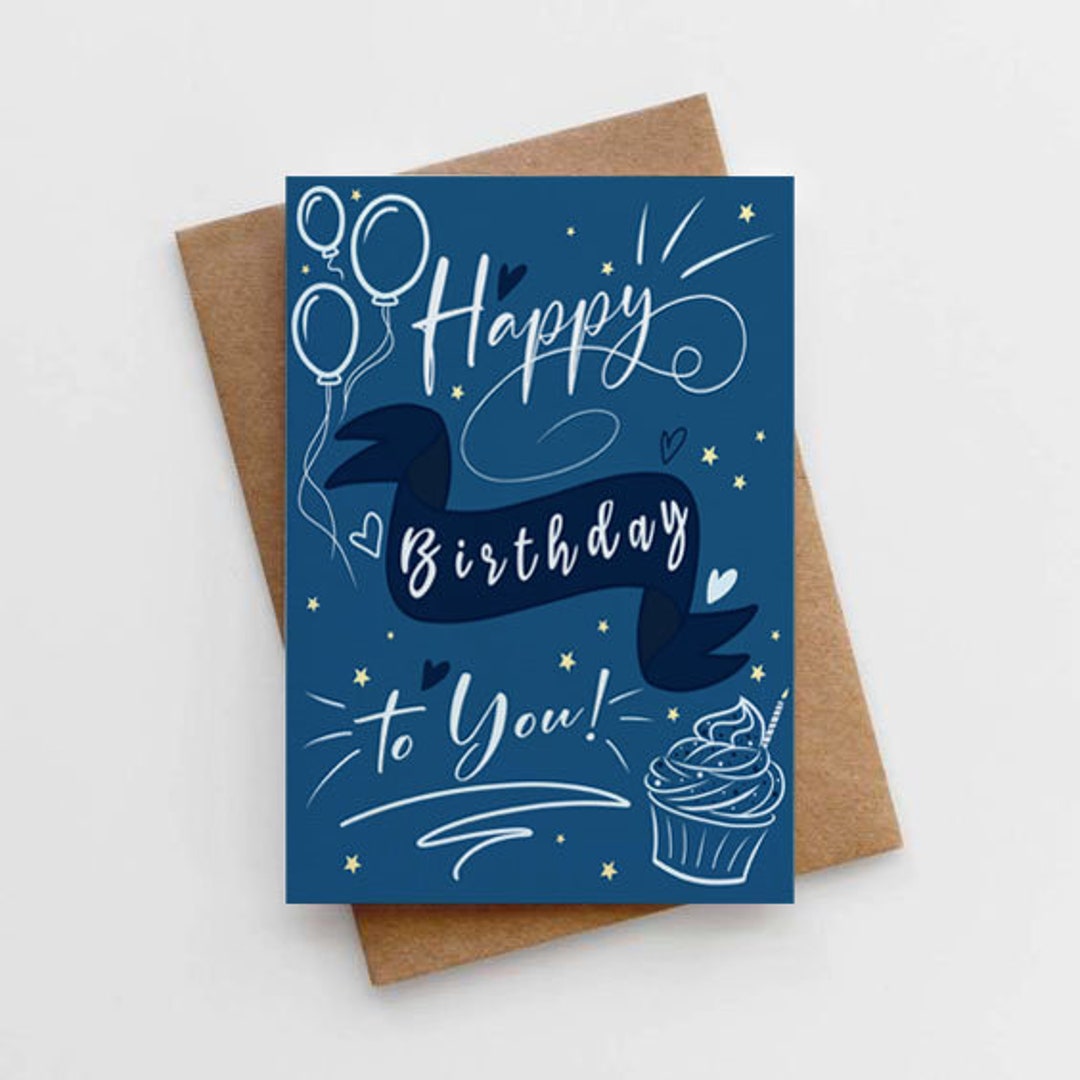 Blank Inside Happy Birthday to You Bday Greeting Card Easy Printable ...