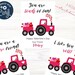 Editable Valentine Cards,pink Tractor Valentines,kids Valentine Cards ...