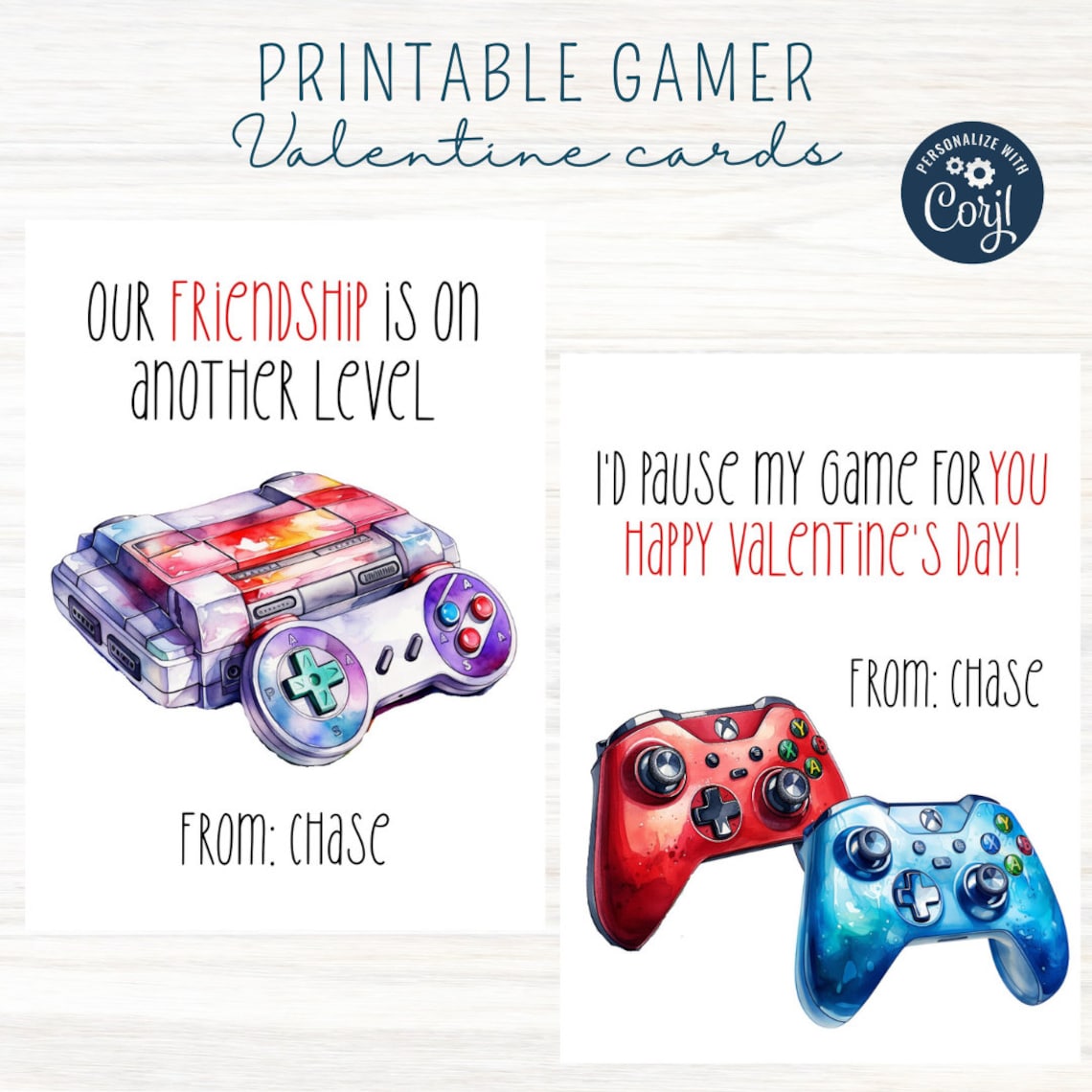 Editable Gamer Valentine Cards,video Game Valentines,kids Valentine ...