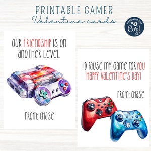 Editable Gamer Valentine Cards,video Game Valentines,kids Valentine ...