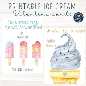 Editable Ice Cream Valentine Cards,ice Cream Valentines,kids Valentine ...