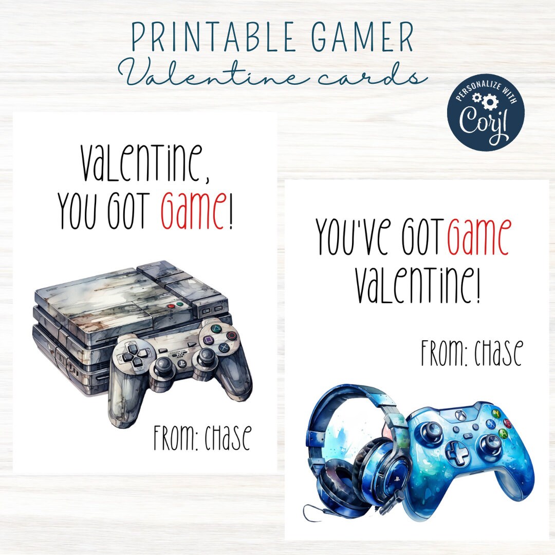 Editable Gamer Valentine Cards,video Game Valentines,kids Valentine ...