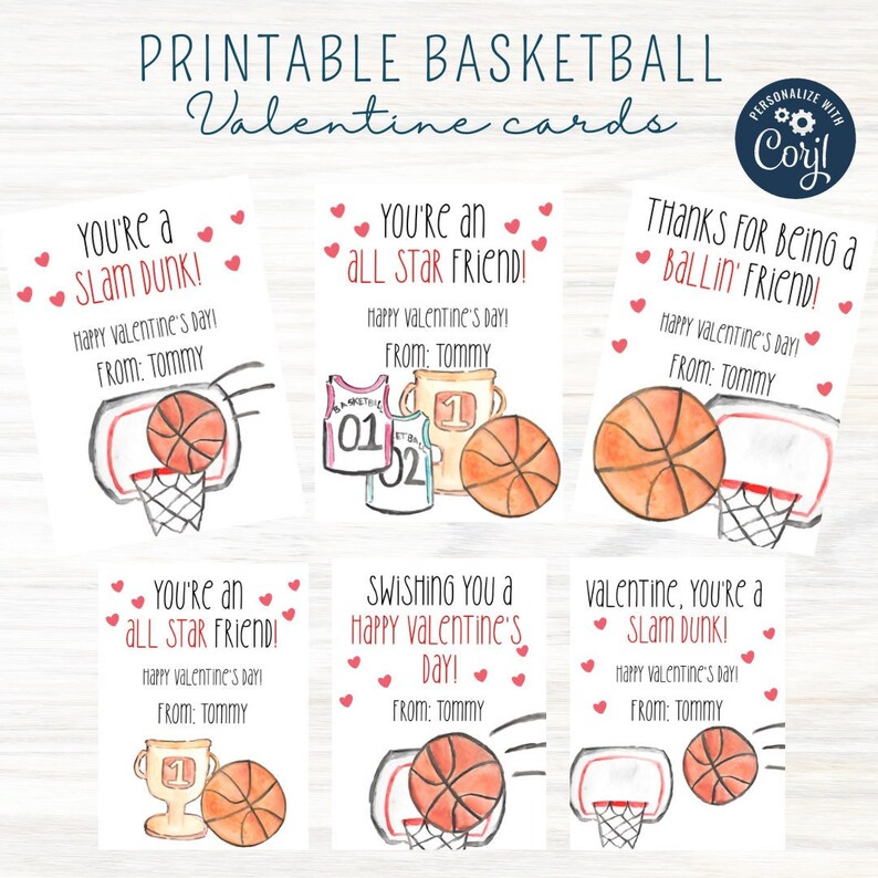 Editable Basketball Valentine Cards,basketball Valentines,kids ...
