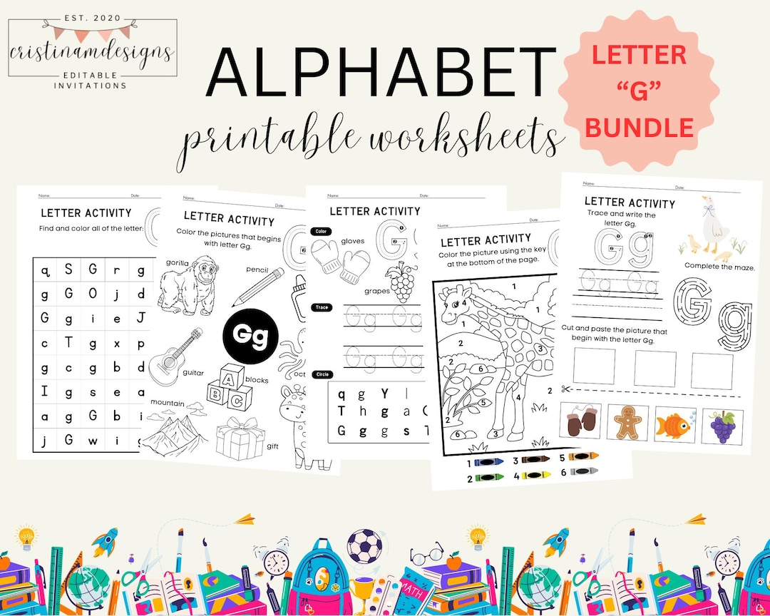 Letter G Alphabet Worksheets: Tracing, Coloring, Handwriting (PDF ...