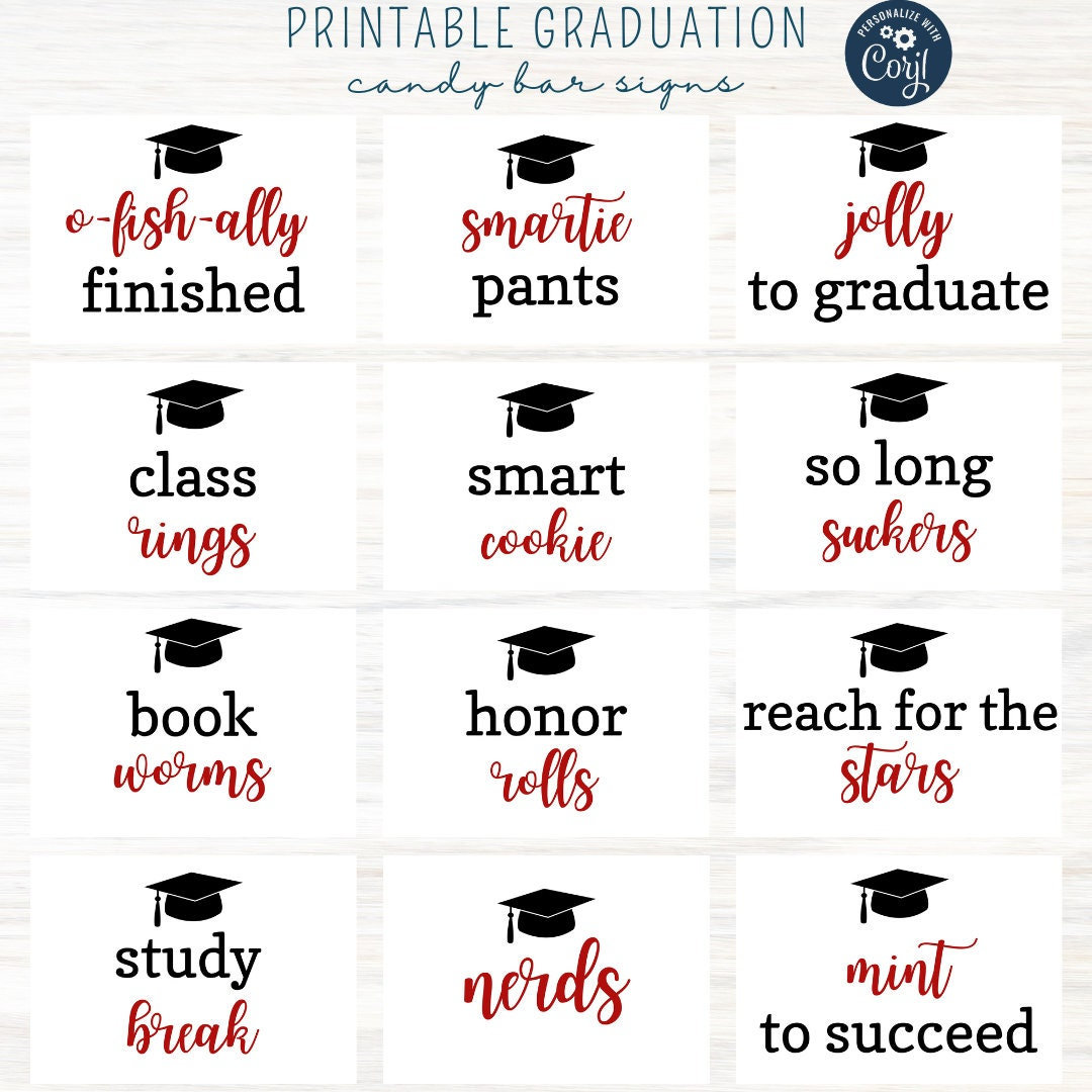 Printable Graduation Candy Bar Signs,graduation Party Decorations,candy ...