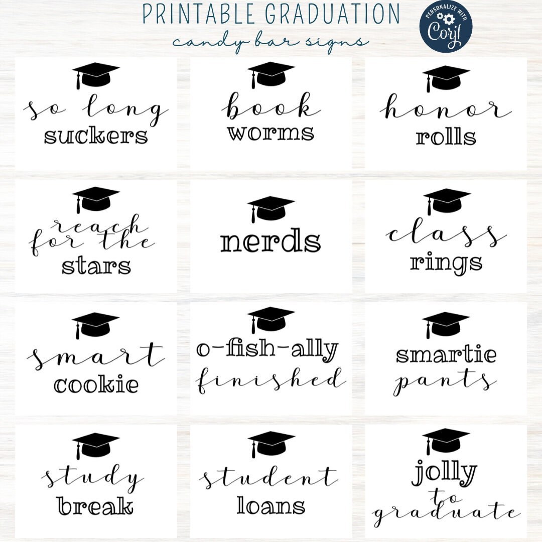 Printable Candy Bar Signs,graduation Party Decorations,graduation Candy ...