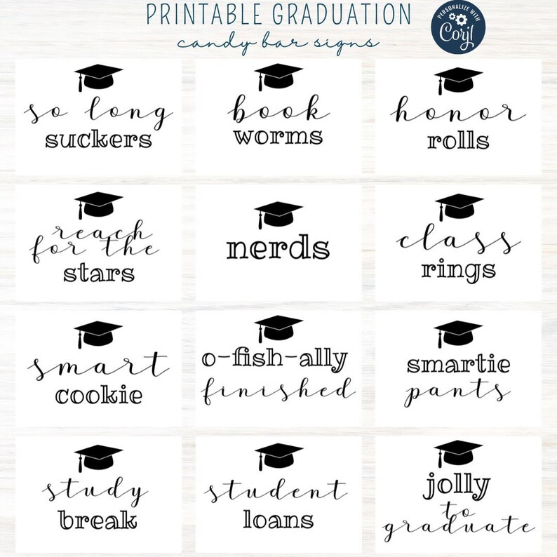 Printable Candy Bar Signs,graduation Party Decorations,graduation Candy ...