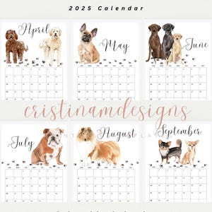 Printable Dog 2025 Calendar,dog Calendar,watercolor Dog Calendar,wall ...