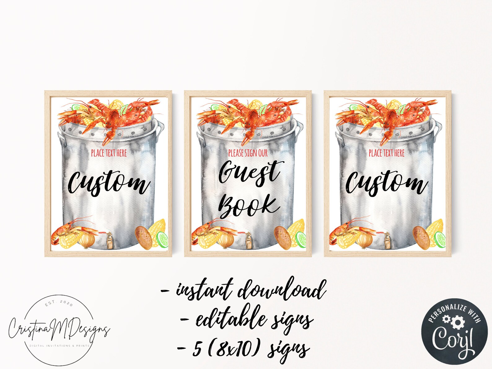 Editable Crawfish Boil Signs,crawfish Party Signs,crawfish Baby Shower ...