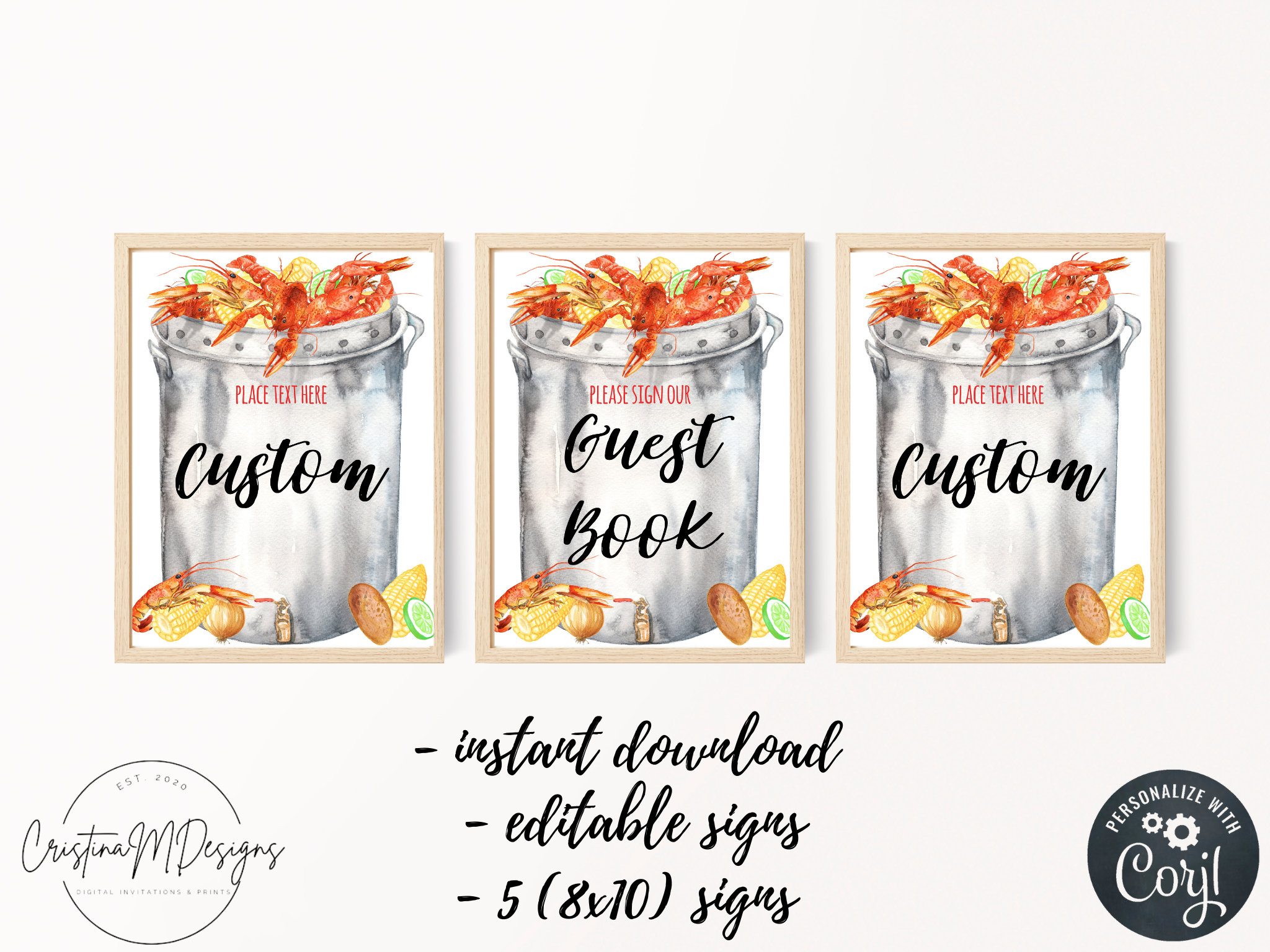 Editable Crawfish Boil Signs,crawfish Party Signs,crawfish Baby Shower ...