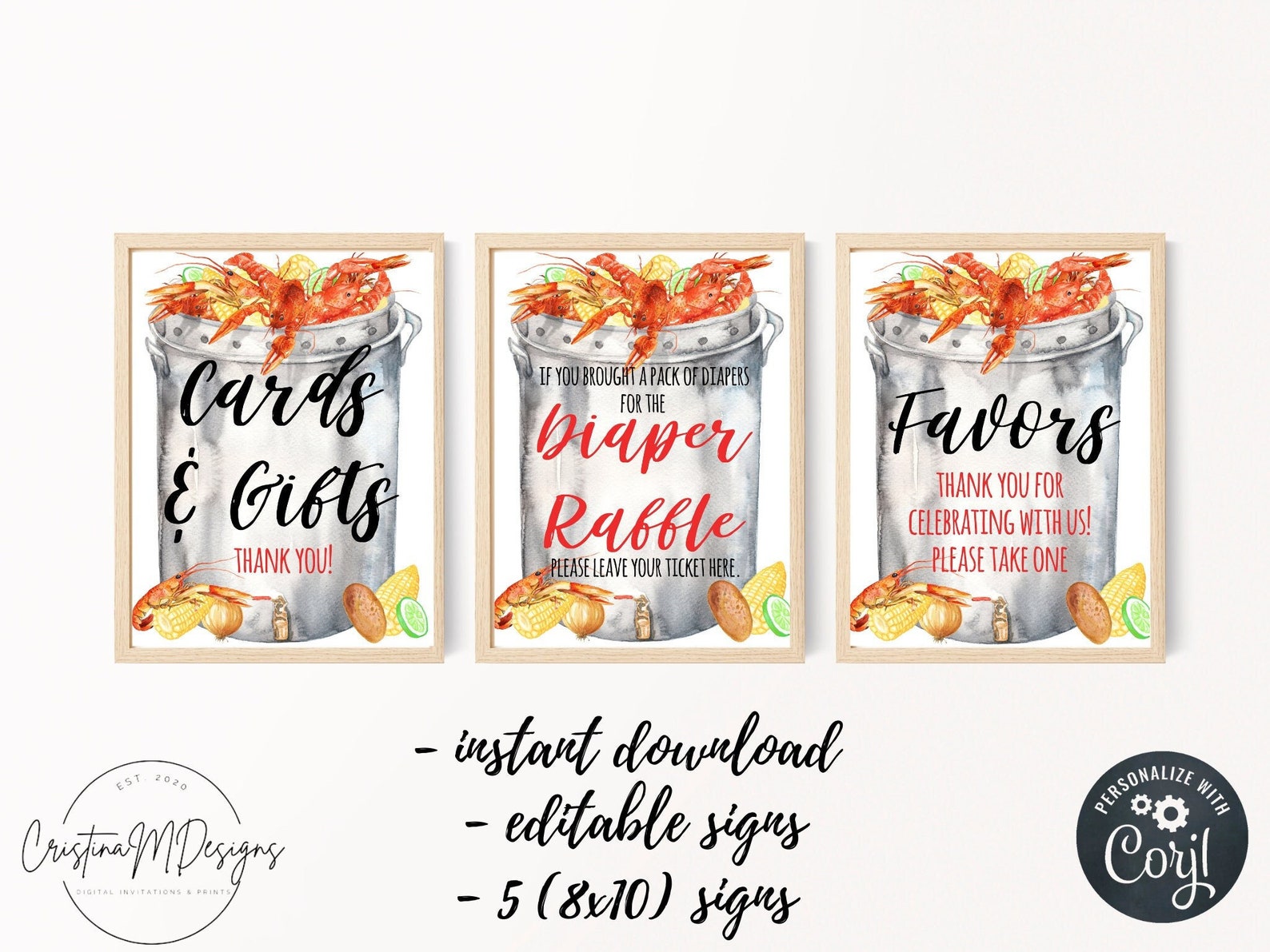 Editable Crawfish Boil Signs,crawfish Party Signs,crawfish Baby Shower ...
