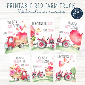 Editable Tracker Valentine Cards,tractor Valentines,kids Valentines ...