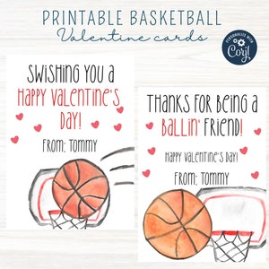 Editable Basketball Valentine Cards,basketball Valentines,kids ...