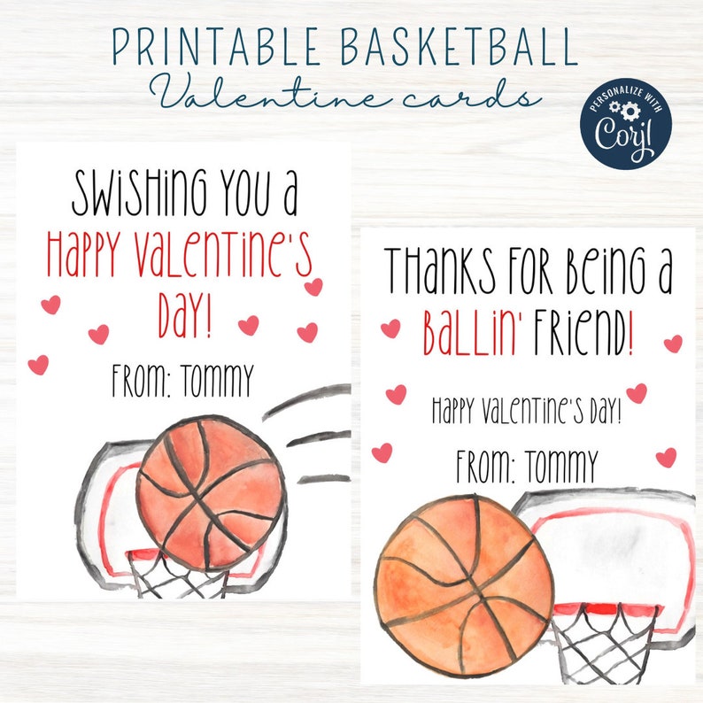Editable Basketball Valentine Cards,basketball Valentines,kids ...