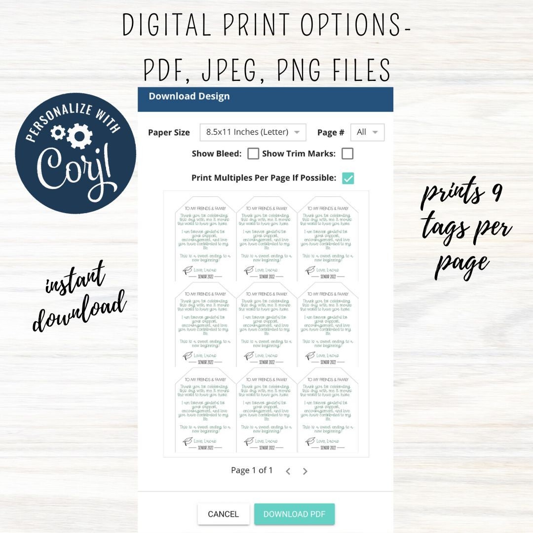 To My Family and Friends Taggraduation Tagsweet Treats - Etsy