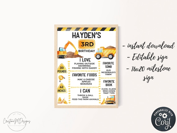 Editable Construction Milestone Signconstruction - Etsy