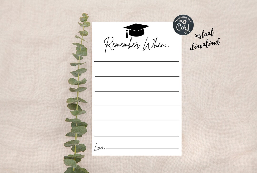 Editable Remember Whencardssign,favorite Memory,graduation,college,high ...