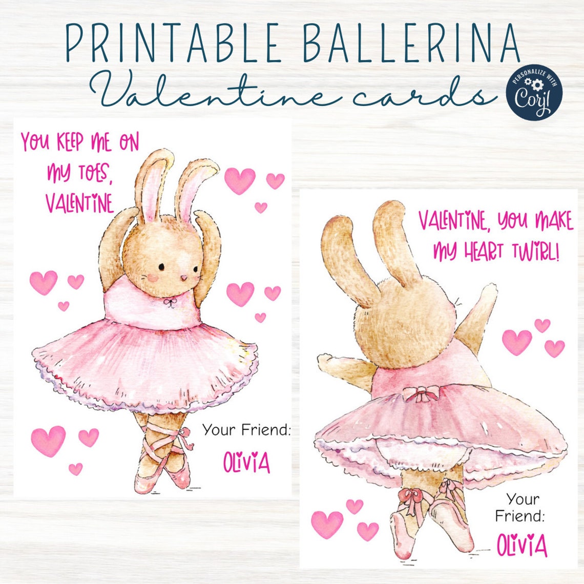 Editable Dance Valentine Cardsballerina Valentineskids - Etsy