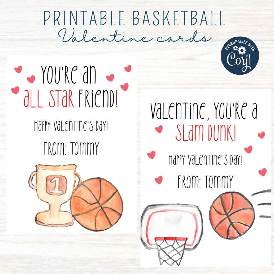Editable Basketball Valentine Cards,basketball Valentines,kids ...
