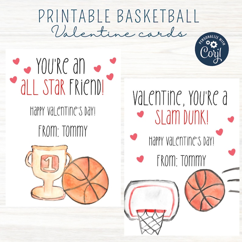 Editable Basketball Valentine Cards,basketball Valentines,kids ...