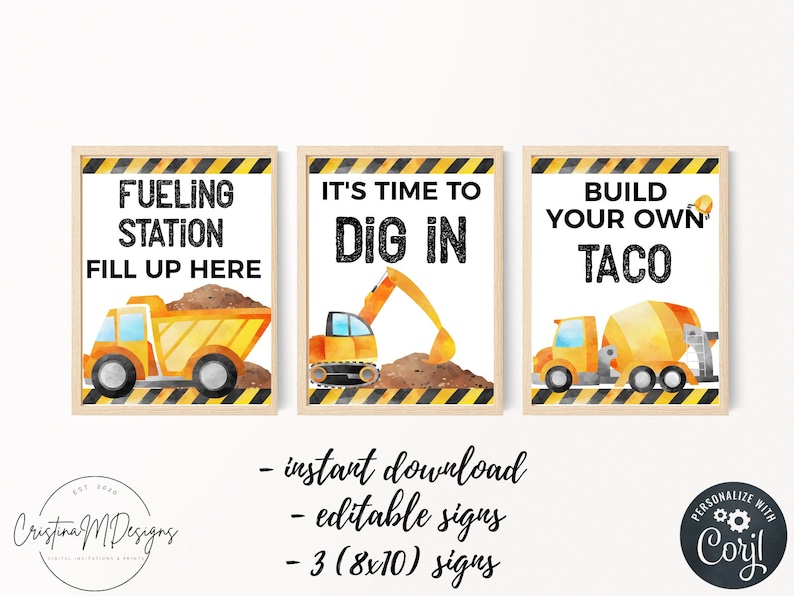 Editable Construction Party Signs,construction Decorations,construction ...