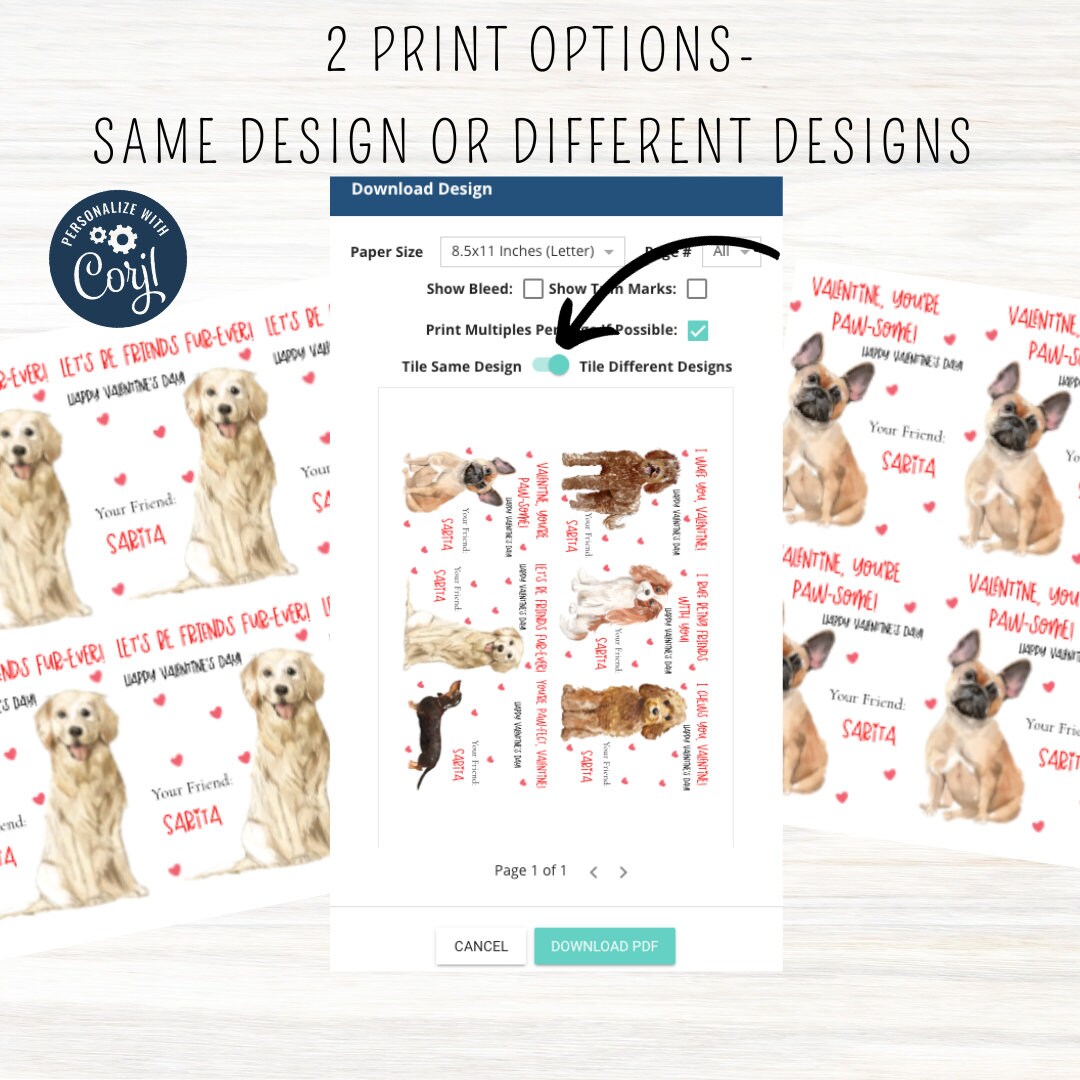 Editable Dog Valentine Cards,puppy Valentines,kids Valentine Cards ...